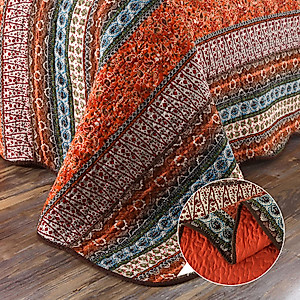 Best Striped Classical Cotton 3-Piece Patchwork Bedspread Quilt Sets Queen