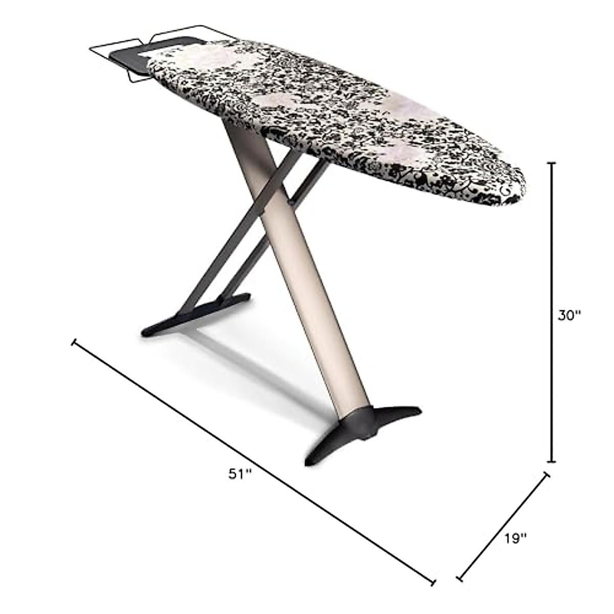 Bartnelli Pro Luxury Ironing Board - Extra Wide 62x19” Steam Iron Rest, Adjustable Height, T-Leg Foldable, European Made