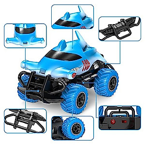 Remote Control Car for Boys 2-5, RC Toys for 2 3 4 5 Year Old Boys, Shark Monster Truck Toy Vehicle,Mini 1:43 Scale Car Toys for Boys 3-5 Years Old Truck, Toy Cars Best Gift for Age 3 4 5 6 Kids