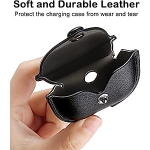 Genuine Leather Case Compatible with AirPods Pro 2nd Generation 2022, VOMA Protective Cover for Apple AirPods Pro 2 Wireless Charging Case, Soft Leather Cover with Keychain Hook Black