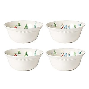 Lenox Profile Snow Day 4-Piece All-Purpose Porcelain Bowl Set, 3.20, White,16 ounce