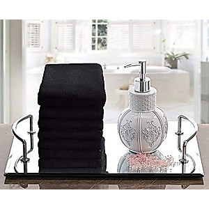 Cotton Fingertip Towels Set Black - 4 Pack - 11 x 18 Inches Decorative Small Extra-Absorbent and Soft Terry Towel for Bathroom - Powder Room, Guest and Housewarming Gift (Black)