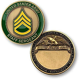 U.S. Army Staff Sergeant Engravable Back Challenge Coin