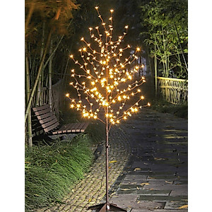 LIGHTSHARE 6.5 feet 208L LED Lighted Cherry Blossom Tree, Warm White, Decorate Home Garden, Spring, Summer, Wedding, Birthday, Christmas Holiday, Party, for Indoor and Outdoor Use