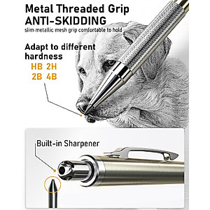 Nicpro 6 PCS Art Mechanical Pencils Set, Metal Artist Drafting Pencil 0.3 & 0.5 & 0.7 & 0.9 mm & 2 PCS 2mm Graphite Lead Holder(4B 2B HB 2H) For Writing Sketching Drawing With Lead Refills Eraser Case