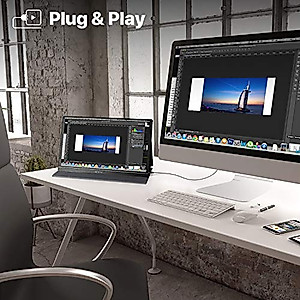 KYY Portable Monitor 15.6'' FHD 1080P Portable Laptop Monitor USB C HDMI Gaming Monitor Ultra-Slim IPS Display w/Smart Cover & Speakers, Plug&Play, External Monitor for Laptop PC Phone Mac Xbox PS4