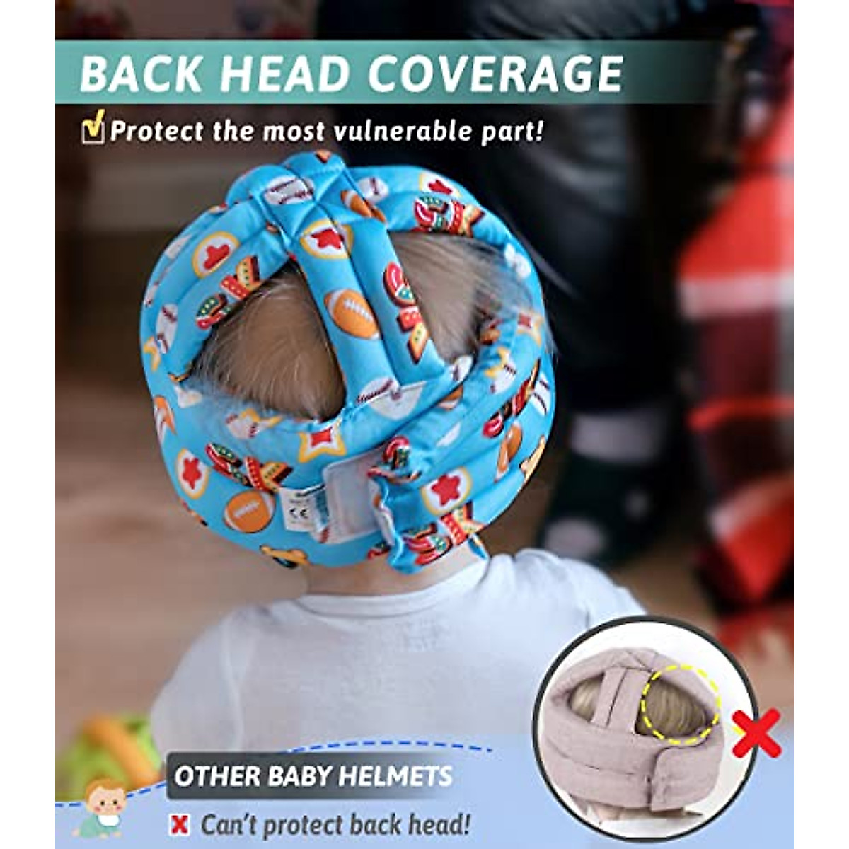 Baby Helmet for Crawling Walking Baby Head Protector - Head Protection for Baby No Bumps and Soft Cushion Infant Baby Safety Headguard I Toddler Inflatable Helmets 1-2 Years Old, 6-12 Months