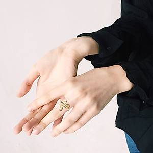 QYYGYLLR Women's Gold Plated Snake Open Rings,Adjustable USA size to 6 7 8 9 10.(with Gift Box)