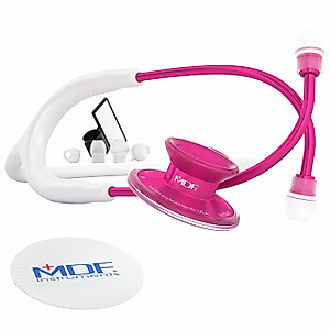 MDF Acoustica Lightweight Stethoscope for Doctors, Nurses, Students + MDF Stethoscope Hard Travel Carrying Case, Medium