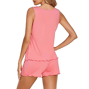 Ekouaer Womens Sleeveless Pajamas Set Casual Sleepwear Soft Pj Sets Tank Top and Shorts 2 Piece Loungewear for Summer (Pink, XL)