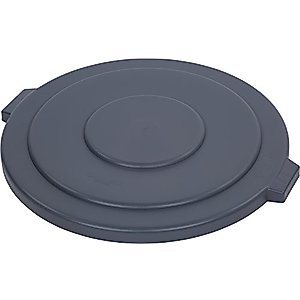 CFS 34105623 Bronco Polyethylene Round Lid, 26-1/2" Diameter x 2-1/4" Height, Gray, for 55 Gallon Trash Containers