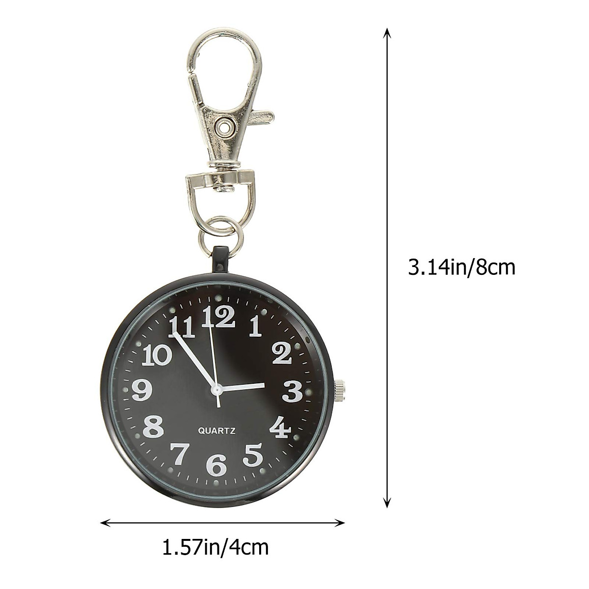 iplusmile Clip on Pocket Watch Open Face Watch with Key Buckle Portable Unisex Digital Watch for Students Men Doctor Nurses Women