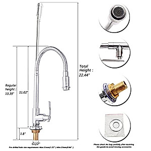 Inchant Single Lever Flexible Pull Out Kitchen Water Tap Sink Faucet Single-Tube Cold Water Basin Taps Vanity Vessel Faucets Deck Mount Chrome Finish