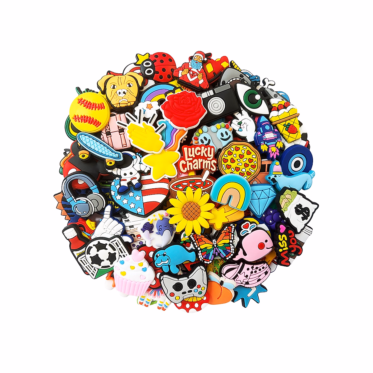 Harnya Lot of 30 50 100pcs Random Different Shoe Charms for Shoe Decoration