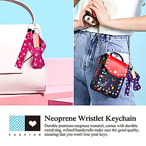 6 pcs Chapstick Holder Keychains with 6 pcs Neoprene Wristlet Keychain Lanyards, Vibrant Colors Lip Balm Keychain Holder, Chapstick Keyring Holder Portable Lipstick Holder Keychains (C 6 pairs)