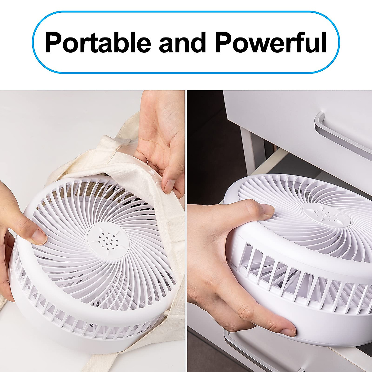 Spurtar Portable Standing Fan, Foldaway Fan, Desk and Table Foldable Fan Rechargeable Battery Operated USB Quiet Adjustable Standing Height 13.7'' to 38'' (34.7cm to 97cm) 4 Speed Modes