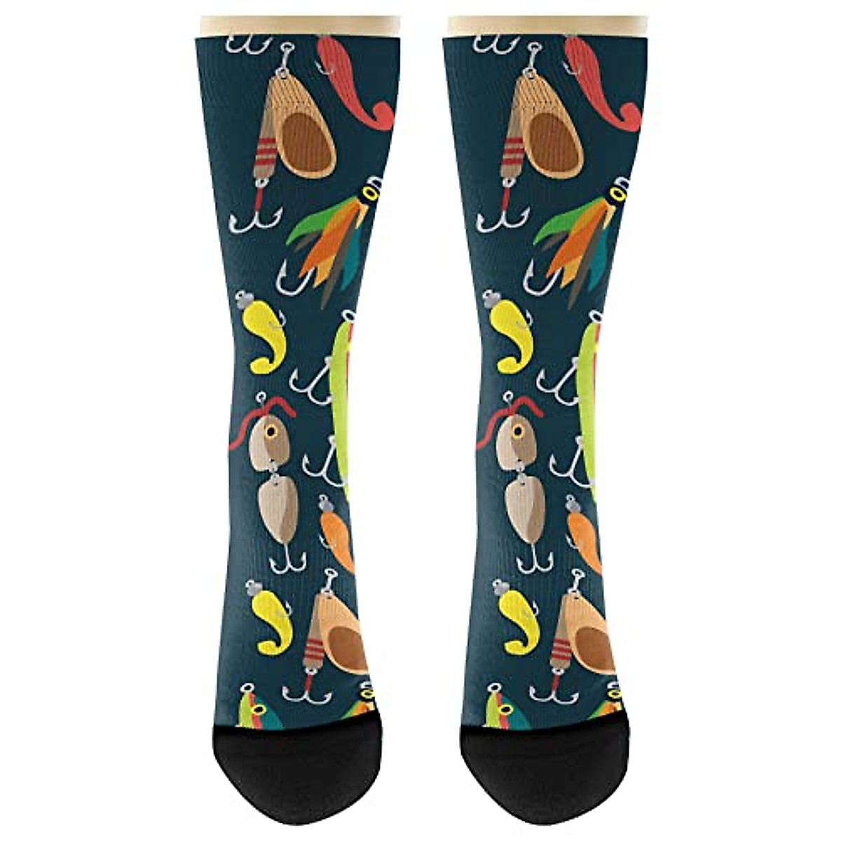 Funny Fishing Pole Humor Everyone Loves A Good Pole Dance Fishing Pun 1-Pair Novelty Crew Socks