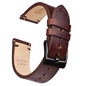 Ritche Christmas Stocking Stuffers 22mm Classic Genuine Leather Watch Band, Quick Release Vintage Leather Watch Strap Compatible with Fossil Timex Expedition Rugged Metal Watch 45mm / Seiko SKX007J1 - Coffee Watch Bands Christmas Stocking Stuffers for Men