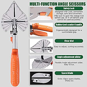 Keadic 7Pcs Multi Angle Miter Shear Cutter with Wrench and Upgrade Spare Blades, Quarter Round Cutting Tool for Wire Troughs, Soft-cut Corners (45 Degree to 135 Degree)