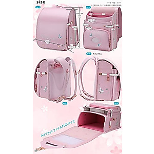 IwaiLoft Ransel Randoseru Backpack Automatic Satchel Japanese School Bag Wing Embroidery PU Bookbag For Girls Cosplay