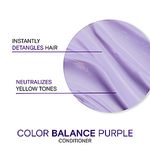 Joico Color Balance Purple Conditioner | For Cool Blonde, Gray Hair | Eliminate Brassy Yellow Tones | Boost Color Vibrancy & Shine | UV Protection | With Rosehip Oil & Green Tea Extract | 33.8 Fl Oz