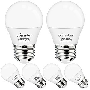 comzler A15 LED Small Light Bulbs, E26 Base 60 Watts Equivalent Soft Warm White 3000K Ceiling Fan Light Bulbs, Appliance Energy Saving Light Bulbs for Refrigerator, 6 Pack