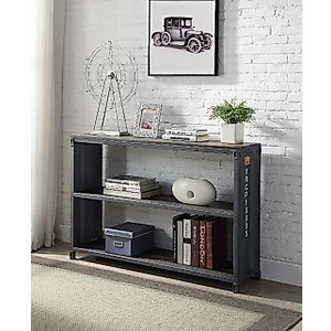 Acme Furniture Cargo Bookshelf, Weathered Oak & Gunmetal Finish