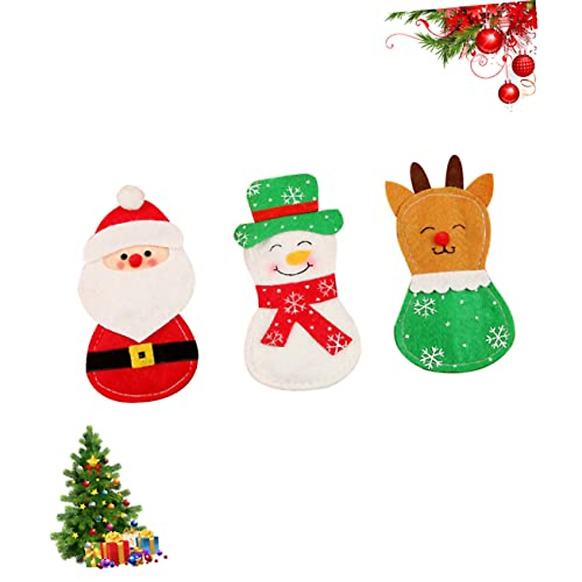 NOLITOY 3 pcs Color Silverware Holders for Holder Dining Fork Table Pocket Holiday Dinner Storage Cover Claus Christmas Elements Decor Festival Supplies Kitchen Spoon Utensil Pockets