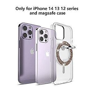 Magnetic Phone Ring Holder for MagSafe, DATIMIRA Glitter Magnet Grip Finger Ring Kickstand, Compatible with iPhone 14 Plus 13 12, Pro, Pro Max, Mini, Mag Safe Accessories,Starlight