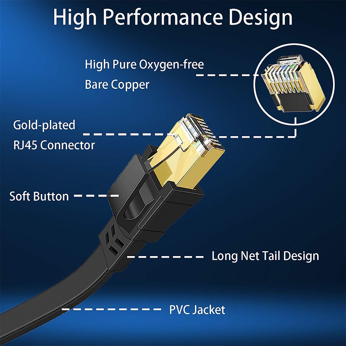 MAQTOIZ Cat 8 Ethernet Cable 100 FT, High Speed Internet LAN Cable Shielded with RJ45 Connector, Long Flat Gaming Ethernet Network Cable Cord 40Gbps for PS5,PS4,Switch,Router, Modem, Black