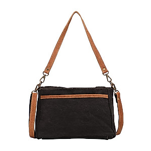 Myra Bag Tedious Upcycled Canvas & Cowhide Small Crossbody Bag S-1447 Gray