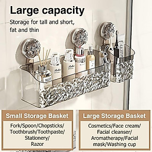 HAOSJINY Shower Caddy Suction Cup, Removable Shower Basket, Strong Suction Cup Shelf, Shower Organizer Bathroom (C1)