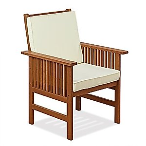 Furinno FG17318 Tioman Outdoor Hardwood Patio Furniture Armchair with Cushion Armchair with Cushion, 1 Arm Chair, Natural