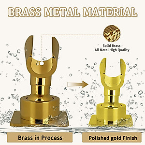 YDmeet Shower Head Holder for Handheld Shower Wand and Shower Diverter Valve with Elbow Outlet Desgin, All Metal Brass, Polished Gold