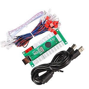 Arcade Kits 2 Player Classic Arcade DIY USB Encoder to PC Joystick Games + 2x 5Pin Rocker + 16x 30mm 5V LED Push Buttons 1 + 2 Players Coin Buttons For Raspberry Pi 1 2 3 3B Mame Fighting Stick