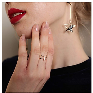 AILUOR Simple Fashion Double Layer Cross Open Ring, 18K Gold Religious Faith Modern Crystal Cross Finger Rings for Couple Women (Gold)