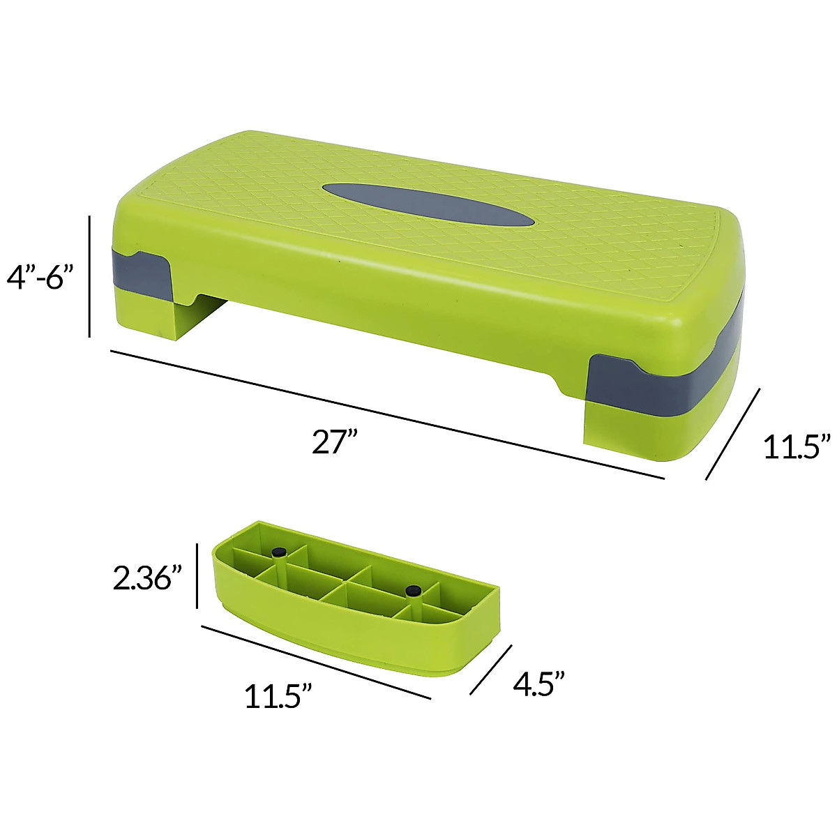 Signature Fitness Adjustable Workout Aerobic Stepper Step Platform Trainer, 27-Inch, Lemon/Gray