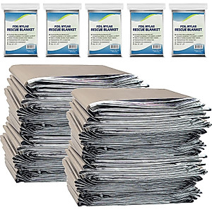 NOVAMEDIC Emergency Foil Mylar Thermal Blankets - Pack of 200, 84"x52", Individually Wrapped, Waterproof Survival Blanket for Camping, Outdoors, First Aid Kit & Travel, Lightweight & Compact, Silver