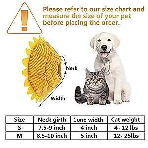 SLSON Cat Recovery Collar Pet Cone Collar Soft Protective Cotton Cone Adjustable Fasteners Collar for Cat and Puppy, Yellow (S)