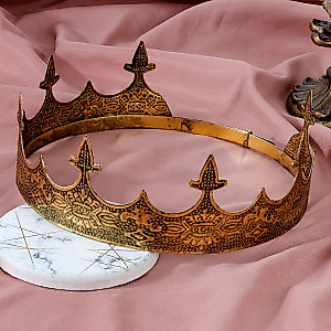 TOBATOBA Gold King Crowns for Men, Medieval Crown Royal Crown, Medieval Renaissance Costume Men, Prince Crown Birthday Crown Boy, Hair Accessories for Birthday Prom Halloween Costume Cosplay