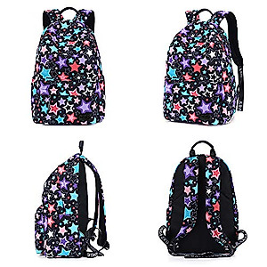 School Backpack for girls, Kids School Backpack Star Music School Bag Student Stylish Bookbag Unisex Canvas Laptop Backpack