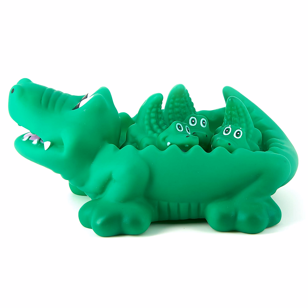 Srenta 4pc Alligator Bath Play Set, One Large with 3 Baby Alligators Bathtime Toys