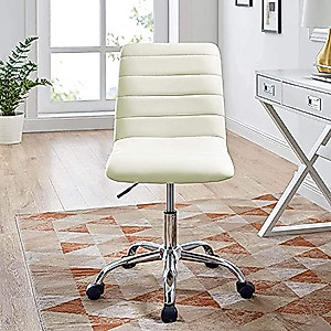 Modway Ripple Ribbed Armless Mid Back Swivel Conference Office Chair In White