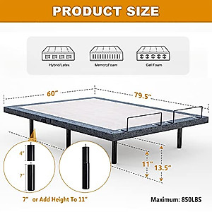 POMT Adjustable Bed Frame Queen Quick Assembly Adjustable Bed Base with Wireless Remote Independent Head and Foot Incline Dual USB Charging Ports Under Bed Nightlight Side
