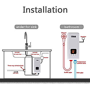 240V 5.5KW 4.5KW 3.5KW Instant Electric Hot Tankless Water Heater 3 Power Levels for Bathroom Kitchen RV Camping