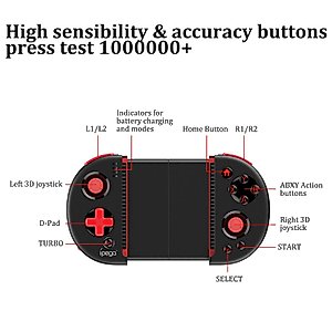 Ipega PG-9087S Wireless Game Controller, Retractable Telescopic PUBG Mobile Controller Joystick Gamepad for Android/iOS Smartphones/Tablets/Smart TV