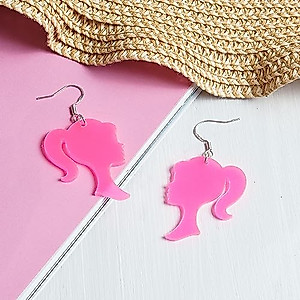 Pink Earrings for Women Girls,Earrings Trendy Red Pink Acrylic Print Love Earrings for Couples Valentine's Day Gifts