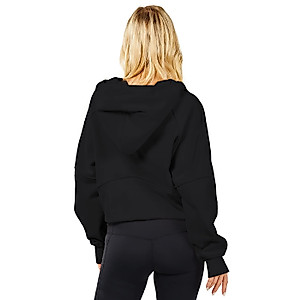 XWEAIJ Fleece Lined pullover women Half Zip Sweatshirt Workout Jackets Zip Up Hoodies for Teen Girls Fashion Cropped Trendy Clothes Black XL