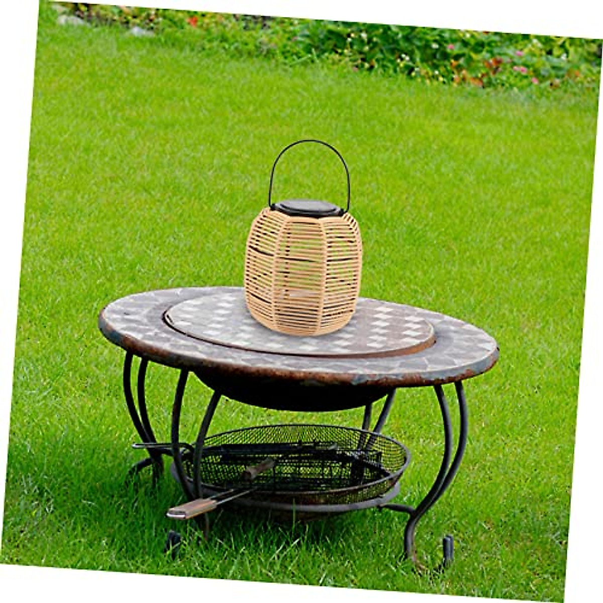 LABRIMP Landscape Light for Lawn Table Hanging LED Rattan Wedding Lights Decoration Handle with Patio Lantern Yard Garden Yellow Solar Lamp Outdoor