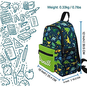 Emelivor Custom Dinosaur Colorful Preschool Backpack for Toddler Boy Girl School Bag for Children Personalized Lightweight Toddler Bookbag with Chest Strap